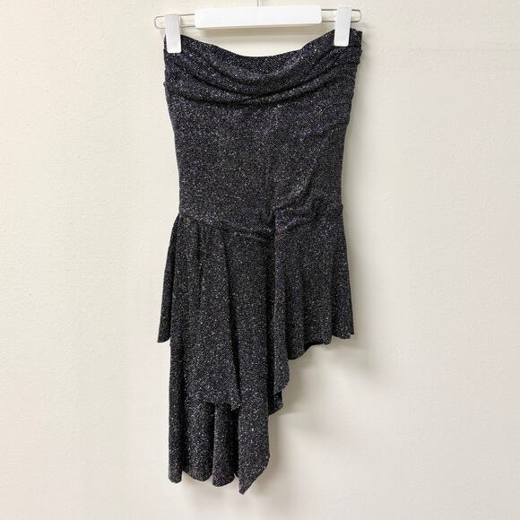 Seta | Dresses | Seta Glittery Strapless Asymmetric Tube Mini Dress ...